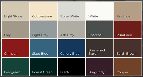 Color Selection. Windows, Doors | Inco Steel Buildings